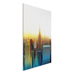 Bilderwelten Alu Dibond Outdoor Bild Stadt orange Abstrakt wetterfest - Manhattan Abstrakt - Amerika Wohnzimmer Schlafzimmer