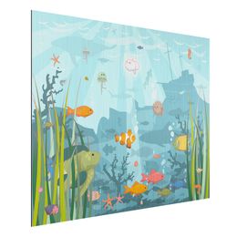 Bilderwelten Alu Dibond Outdoor Bild Tiere einzigartig modern wetterfest - Meereslandschaft - Fische Kinderzimmer Baby M&auml;dchen Jungen