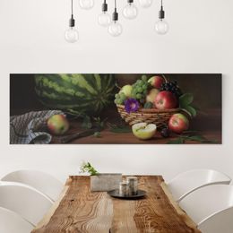 Bilderwelten Leinwandbild - Panorama Stillleben mit Melone