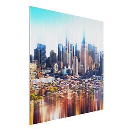 Bilderwelten Alu-Dibond Outdoor Bild Manhattan Skyline Urban Stretch