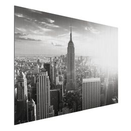 Bilderwelten Alu Dibond Outdoor Bild Stadt einzigartig modern wetterfest - Manhattan Skyline Panorama - Skylines Wohnzimmer Schlafzimmer