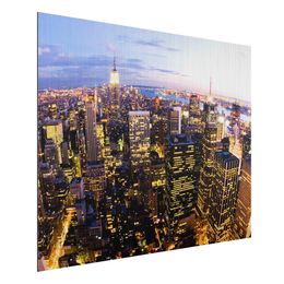Bilderwelten Alu-Dibond Outdoor Bild New York Skyline bei Nacht