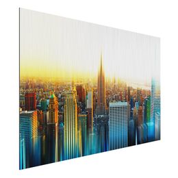 Bilderwelten Alu Dibond Outdoor Bild Stadt orange Abstrakt wetterfest - Manhattan Abstrakt - Amerika Wohnzimmer Schlafzimmer