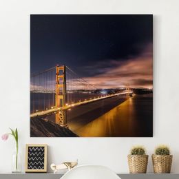Bilderwelten Leinwandbild - Quadrat Golden Gate to Stars