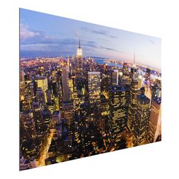 Bilderwelten Alu-Dibond Outdoor Bild New York Skyline bei Nacht