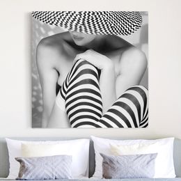 Bilderwelten Leinwandbild Portrait modern Kunstdruck schwarz weiss - Zagging that Zig - Erotik XXL Wohnzimmer Schlafzimmer