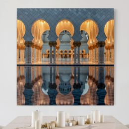 Bilderwelten Leinwandbild - Quadrat Reflexionen in der Moschee