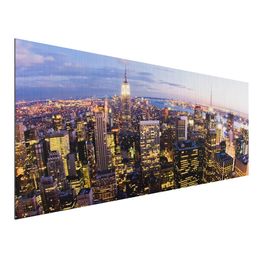 Bilderwelten Alu-Dibond Outdoor Bild New York Skyline bei Nacht