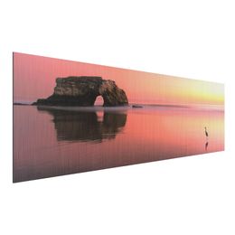 Bilderwelten Alu-Dibond Outdoor Bild Nat&uuml;rliche Br&uuml;cke im Sonnenuntergang