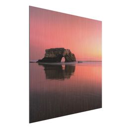 Bilderwelten Alu-Dibond Outdoor Bild Nat&uuml;rliche Br&uuml;cke im Sonnenuntergang