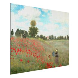 Bilderwelten Alu Dibond Outdoor Bild Blumen gr&uuml;n modern wetterfest - Claude Monet - Mohnfeld bei Argenteuil - Mohn Wohnzimmer Schlafzimmer