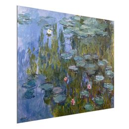 Bilderwelten Alu Dibond Outdoor Bild Blumen violett modern wetterfest - Claude Monet - Seerosen (Nympheas) - Landschaft Wohnzimmer Schlafzimmer
