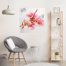 Bilderwelten Glasbild Blumen Landhaus rosa Glas Wandbild - Magnolienbl&uuml;ten - Deko Wohnzimmer Schlafzimmer
