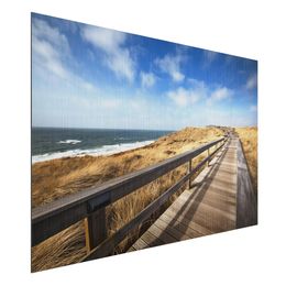 Bilderwelten Alu Dibond Outdoor Bild Strand beige modern wetterfest - Nordseespaziergang - D&uuml;nen Wohnzimmer Schlafzimmer