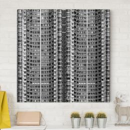 Bilderwelten Leinwandbild Stadt Motiv Kunstdruck schwarz weiss - Skyscraper - Skylines XXL Wohnzimmer Schlafzimmer