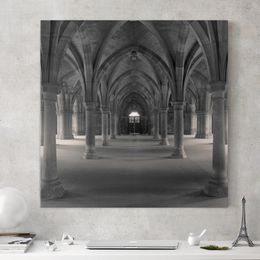 Bilderwelten Leinwandbild Spirituell Motiv Kunstdruck schwarz weiss - Historische S&auml;ulen - Skylines XXL Wohnzimmer Schlafzimmer