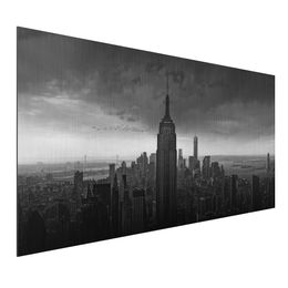 Bilderwelten Alu Dibond Outdoor Bild Stadt schwarz weiss Motiv wetterfest - New York Rockefeller View - Amerika Wohnzimmer Schlafzimmer