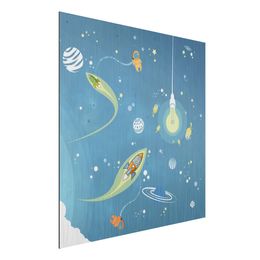 Bilderwelten Alu-Dibond Outdoor Bild Buntes Weltraumtreiben