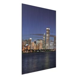 Bilderwelten Alu-Dibond Outdoor Bild Chicago Skyline bei Nacht