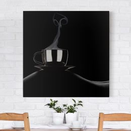 Bilderwelten Leinwandbild - Quadrat Coffee in Bed