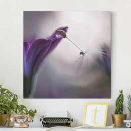 Bilderwelten Leinwandbild Blumen Motiv Kunstdruck violett - Purple Rain - Wandbild XXL Wohnzimmer Schlafzimmer