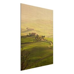 Bilderwelten Alu Dibond Outdoor Bild Natur gr&uuml;n Motiv wetterfest - Chianti Toskana - Landschaft Wohnzimmer Schlafzimmer