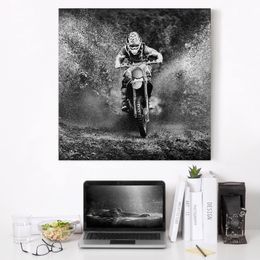 Bilderwelten Leinwandbild Sport Motiv Kunstdruck Leinwanddruck - Motocross im Schlamm - Wandbild XXL Wohnzimmer Schlafzimmer