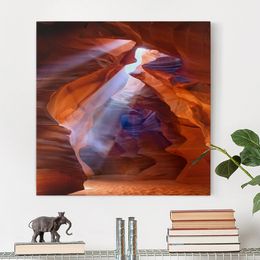 Bilderwelten Leinwandbild Natur Motiv 3D-Effekt orange - Lichtspiel im Antelope Canyon - Landschaft XXL Wohnzimmer Schlafzimmer