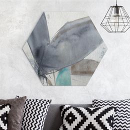 Bilderwelten Alu-Dibond Bild Hexagon originell blau Abstrakt - Libellentanz II - Deko Wohnzimmer Schlafzimmer