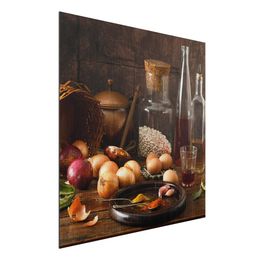 Bilderwelten Alu Dibond Outdoor Bild Kulinarisch braun Motiv wetterfest - D&uuml;fte beim Kochen - Deko K&uuml;che