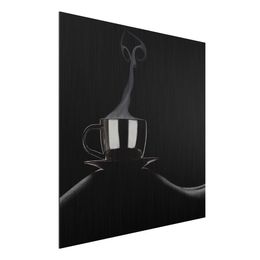 Alu-Dibond Schwarz-Wei&szlig; Coffee in Bed
