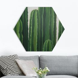 Bilderwelten Hexagon-Wandbild - Lieblingspflanzen Kaktus Alu-Dibond Kunstdruck Botanik & Tropical Wohnzimmer Schlafzimmer