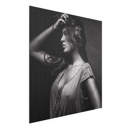 Bilderwelten Alu Dibond Outdoor Bild Portrait schwarz weiss modern wetterfest - Dorine - Erotik Wohnzimmer Schlafzimmer