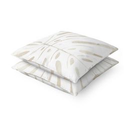Bilderwelten Dekokissen Kissenbezug 2er Set beige originell modern - Palmenblatt Silhouette Duo auf Leinen - Bett Couch Sofakissen Bezug-in 40x40 50x50 60x60