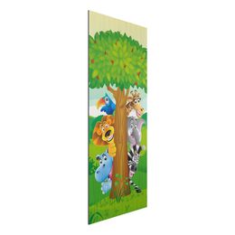 Bilderwelten Alu Dibond Outdoor Bild Tiere einzigartig Illustration wetterfest - Dschungeltiere - Deko Kinderzimmer Baby M&auml;dchen Jungen