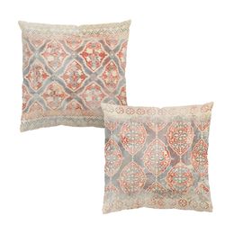 Bilderwelten Dekokissen Kissenbezug 2er Set beige Vintage - Persisches Vintage Muster in Indigo Set I - Retro Sofakissen Bezug & F&uuml;llung in 40x40 50x50 60x60