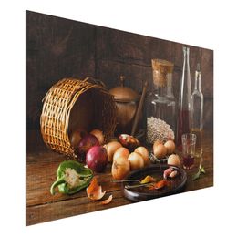 Bilderwelten Alu Dibond Outdoor Bild Kulinarisch braun Motiv wetterfest - D&uuml;fte beim Kochen - Deko K&uuml;che
