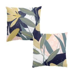 Bilderwelten Dekokissen 2er Set gr&uuml;n originell Tropisch - Tropische Blumen der Nacht Duo - Pflanzen Kinderzimmer M&auml;dchen Jungen in 40x40 50x50 60x60