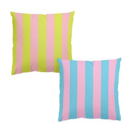 Bilderwelten Dekokissen Kissenbezug 2er Set rosa Kulinarisch Pop Art - PopArt Sommer Streifen Duo II - Obst Sofakissen Bezug & F&uuml;llung in 40x40 50x50 60x60