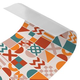 Bilderwelten Wandverkleidung Bad Fliesen Geometrische Formen Terracotta und Petrol