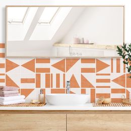 Wandverkleidung Bad Fliesen mit geometrischen Formen Apricot Shabby
