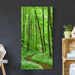 Bilderwelten Leinwandbild - Hochformat Romantischer Waldweg
