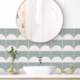 Bilderwelten Wandverkleidung Bad Fliesen mit Halbkreisen Eucalyptus