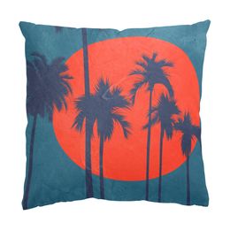 Bilderwelten Dekokissen Kissenbezug 2er Set t&uuml;rkis Natur Tropisch - Palmen Abendsonne Duo - Palme Sofakissen Bezug & F&uuml;llung in 40x40 50x50 60x60