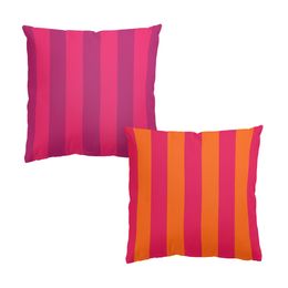 Bilderwelten Dekokissen 2er Set pink Kulinarisch Pop Art - PopArt Sommer Streifen Duo I - Obst Sofakissen Bezug & F&uuml;llung in 40x40 50x50 60x60