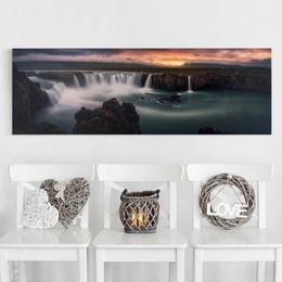 Bilderwelten Leinwandbild - Panorama Go&eth;afoss Wasserfall in Island