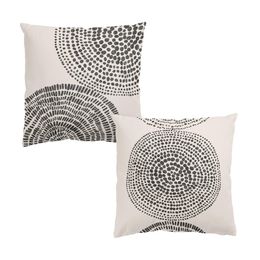 Bilderwelten Dekokissen Kissenbezug 2er Set beige originell Abstrakt - Schwarze Kreise Muster Duo - Punkte Sofakissen Bezug & F&uuml;llung in 40x40 50x50 60x60