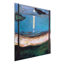 Bilderwelten Alu Dibond Outdoor Bild Natur blau modern wetterfest - Edvard Munch - Mondnacht - Landschaft Wohnzimmer Schlafzimmer