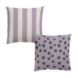 Bilderwelten Dekokissen Kissenbezug 2er Set violett Abstrakt - Simple Mauve Punkte und Streifen Duo - Punkte Sofakissen Bezug & F&uuml;llung in 40x40 50x50 60x60