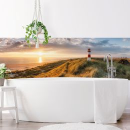 Wandverkleidung Bad Leuchtturm List Ost Panorama bei Sonnenaufgang